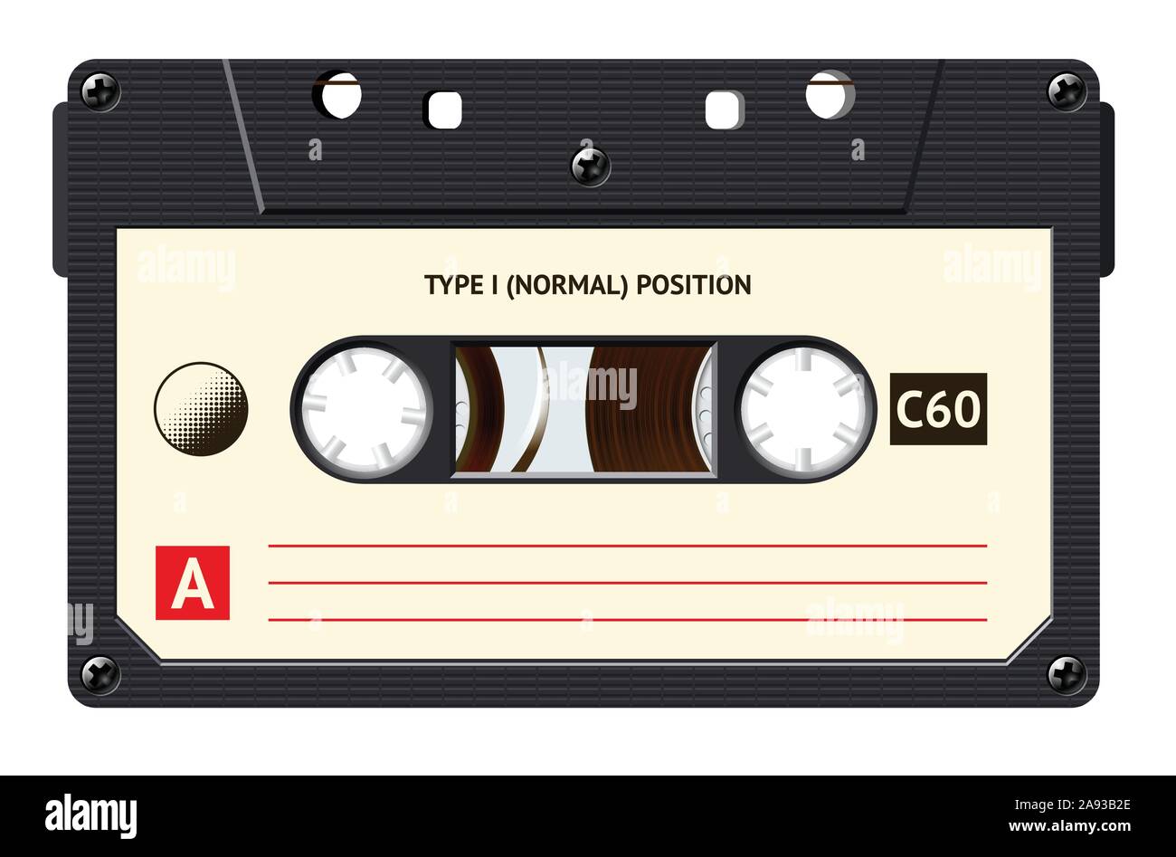 Cassette with retro label as vintage object for 80s revival mix tape ...