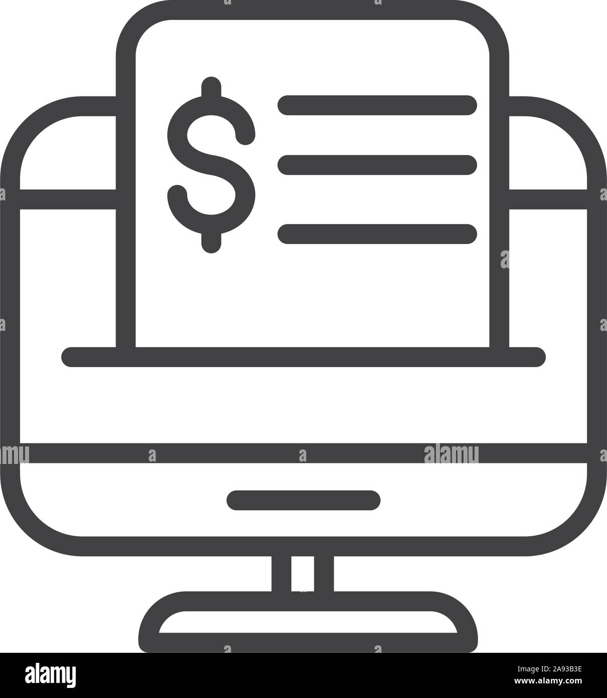 computer bill finance bank money icon thick line vector illustration ...