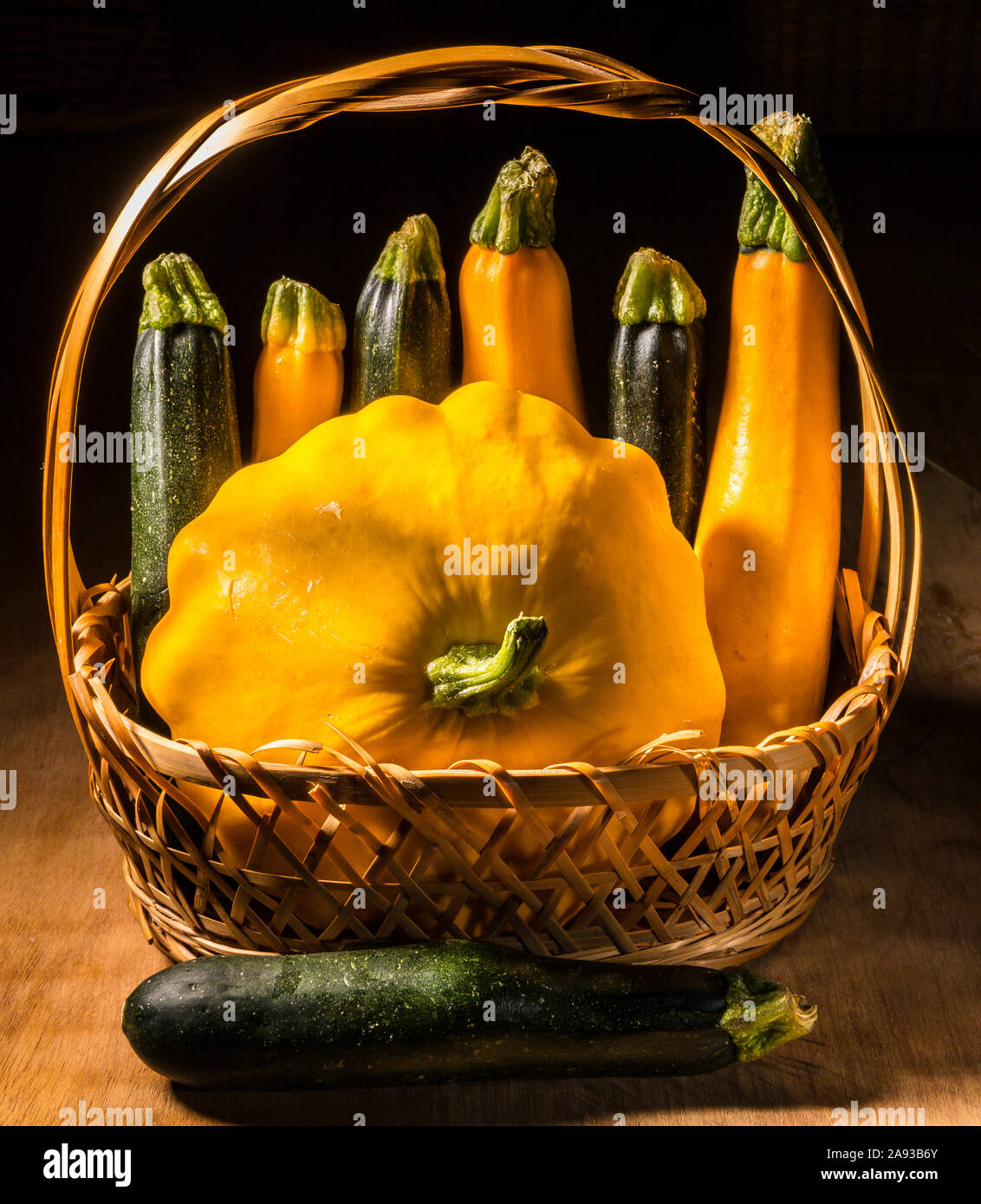 sunburst summer, gold zucchini, and summer zucchini squashes Stock ...