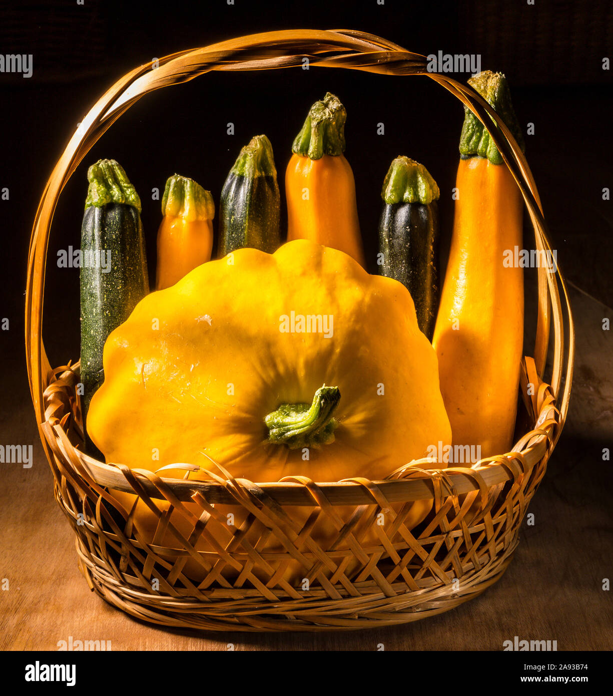 sunburst summer, gold zucchini, and summer zucchini squashes Stock ...