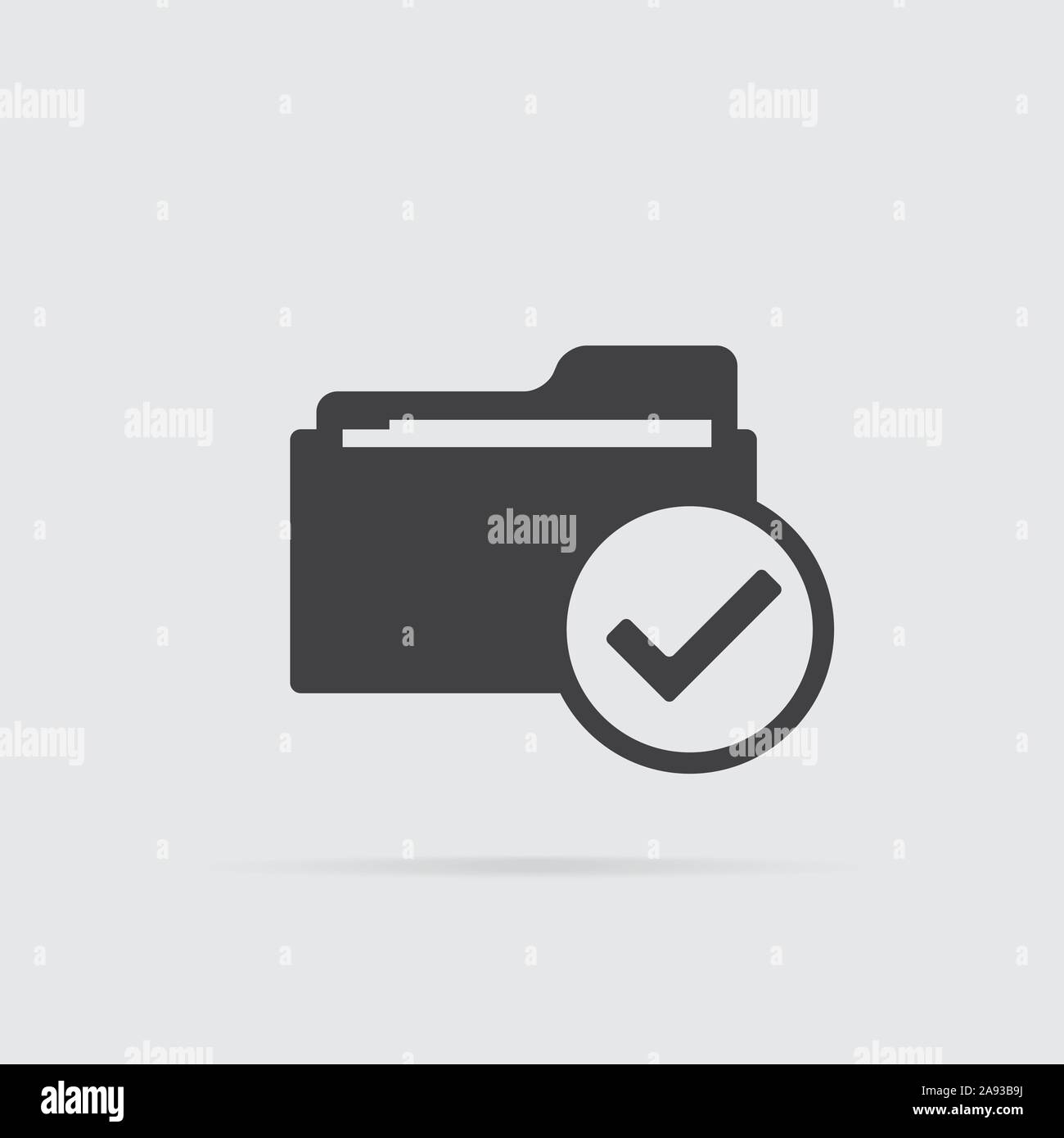 Selected folder icon in flat style isolated on grey background. For ...