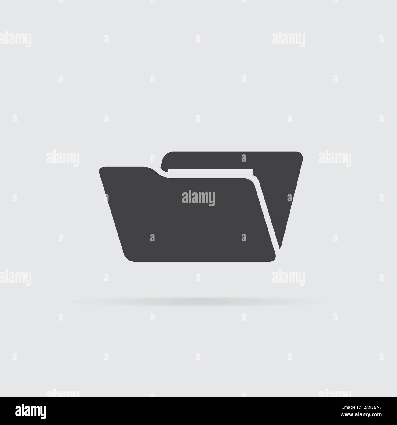 Open folder icon in flat style isolated on grey background. For your ...