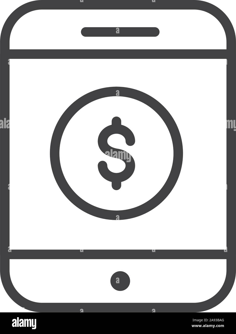 smartphone finance bank money icon thick line vector illustration Stock ...