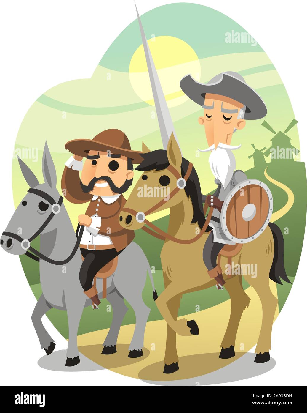Don Quixote vector cartoon illustration Stock Vector Image & Art - Alamy