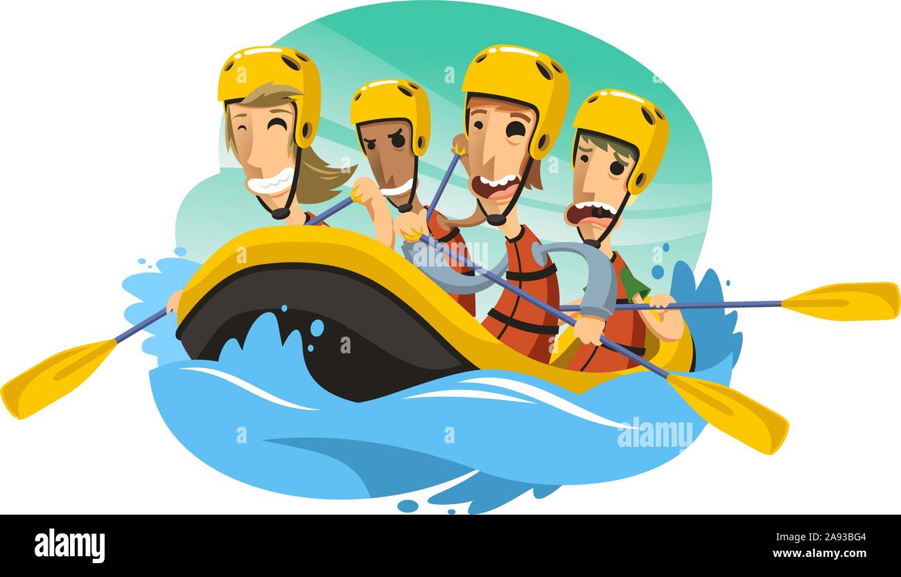 River Rafting cartoon illustration Stock Vector Image & Art - Alamy