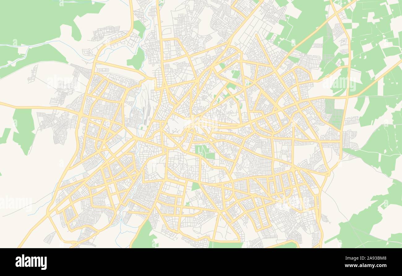 Printable street map of Oujda-Angad, Morocco. Map template for business ...