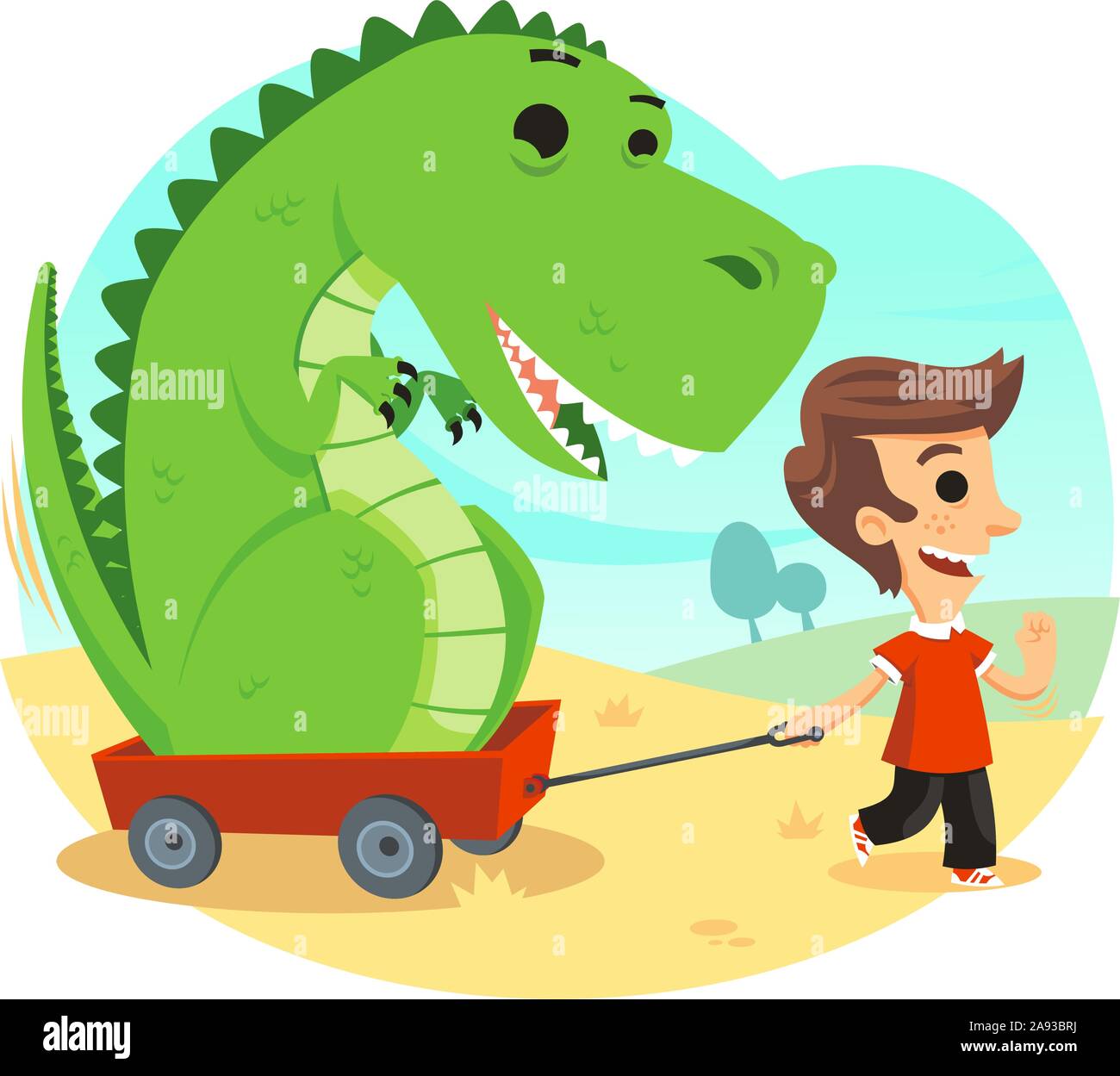boy with dinosaur pet cartoon illustration Stock Vector Image & Art - Alamy
