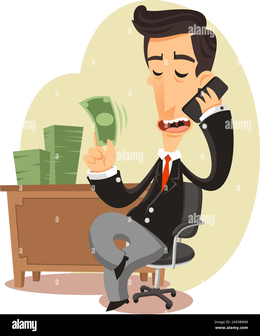 businessman with money cartoon illustration Stock Vector Image & Art ...