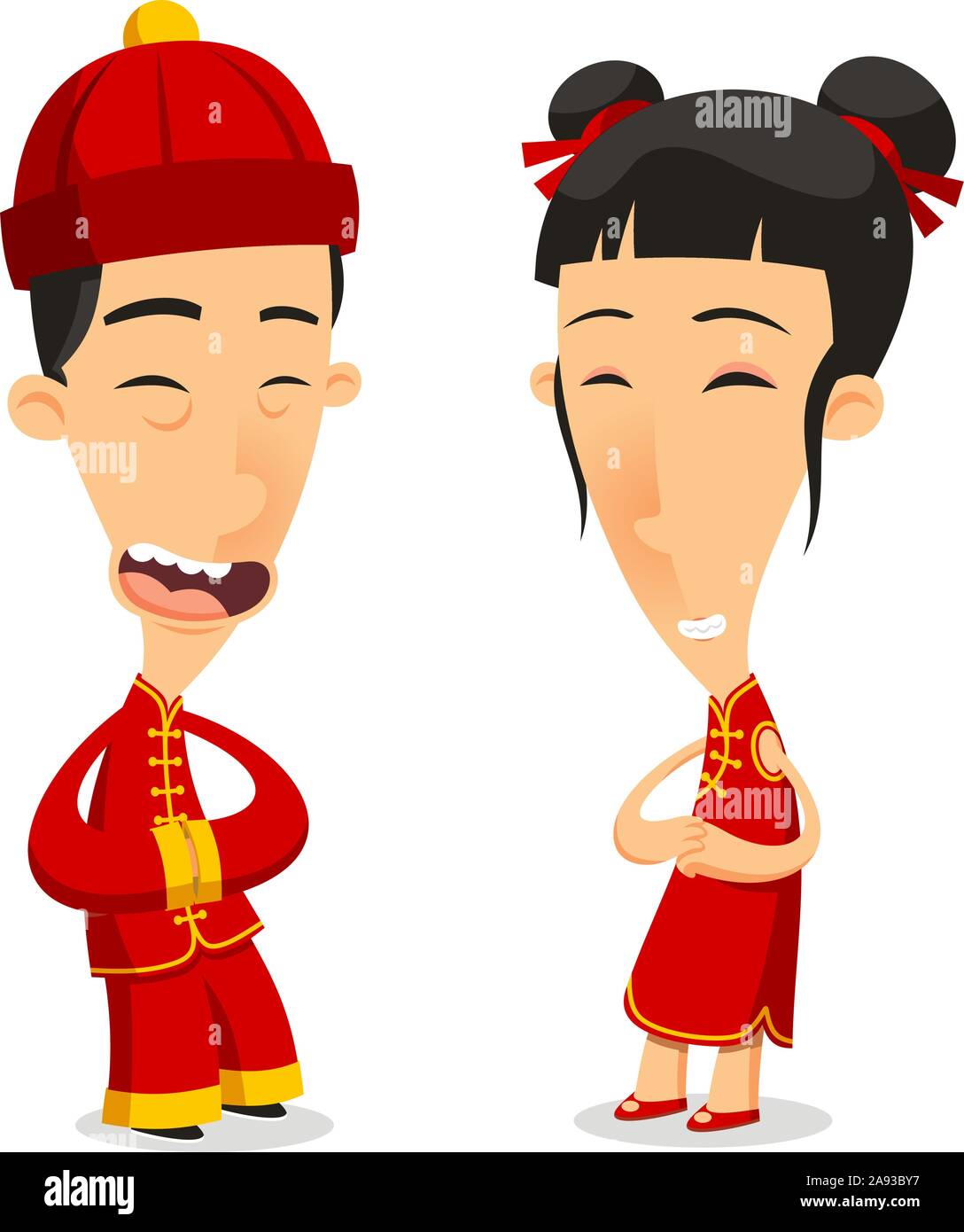 traditional chinese children vector cartoon Stock Vector Image & Art ...