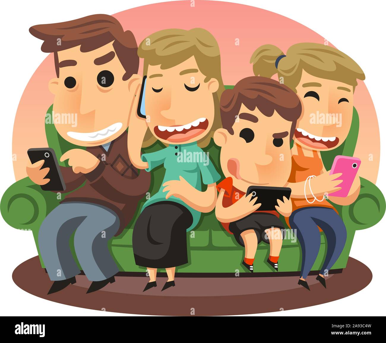 Family using smartphones vector illustration cartoon Stock Vector Image ...