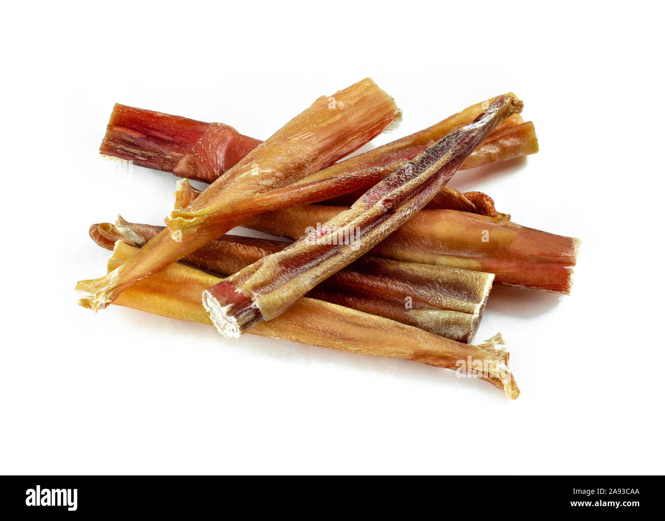 a group of natural dog teeth cleaning bully sticks on white background ...