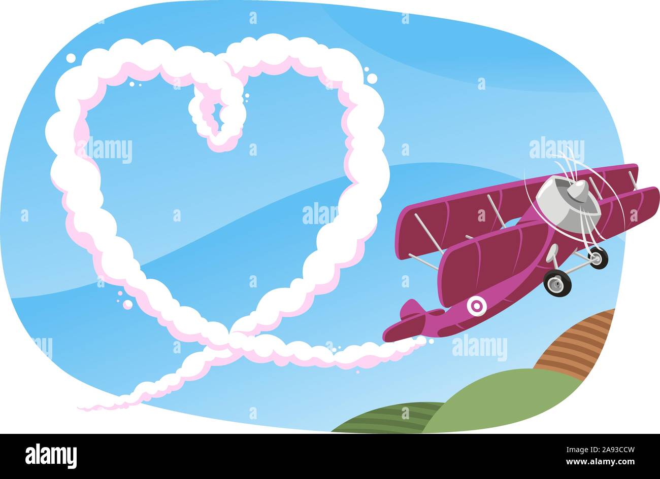 heart drawn in the sky by a plane illustration Stock Vector Image & Art ...