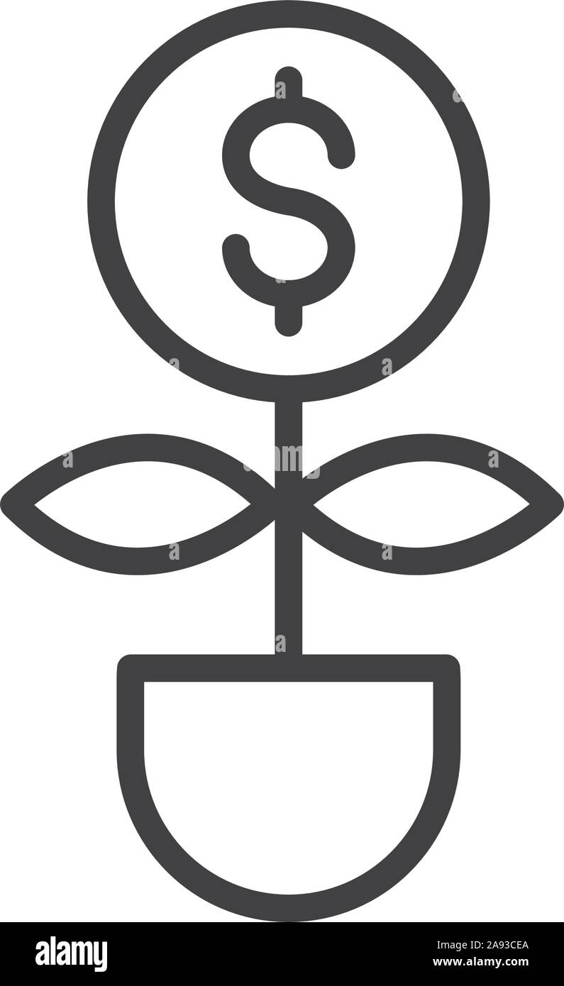 plant coin finance bank money icon thick line vector illustration Stock ...