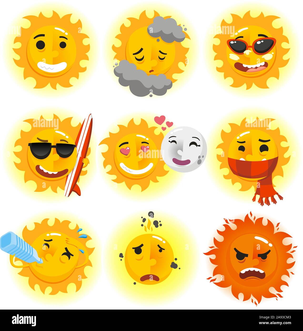 sun cartoon icon set Stock Vector Image & Art - Alamy