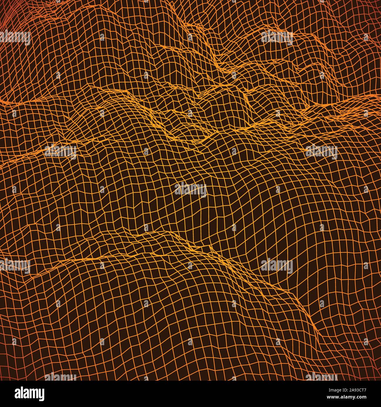 Digital landscape with mountains or clouds made of line grid Stock ...