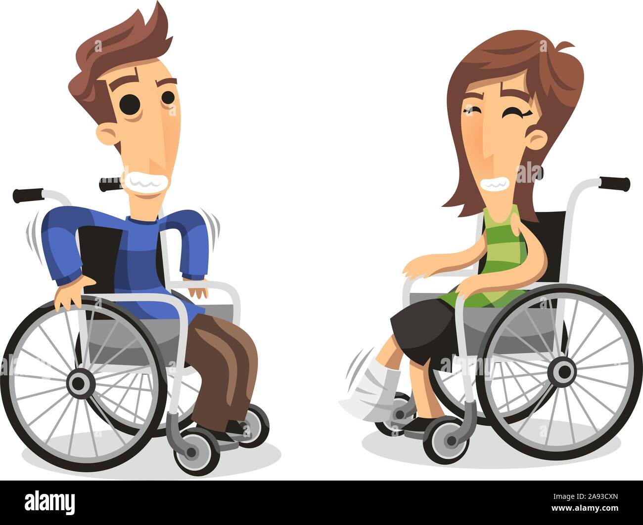 people in wheelchairs vector cartoon illustration Stock Vector Image ...