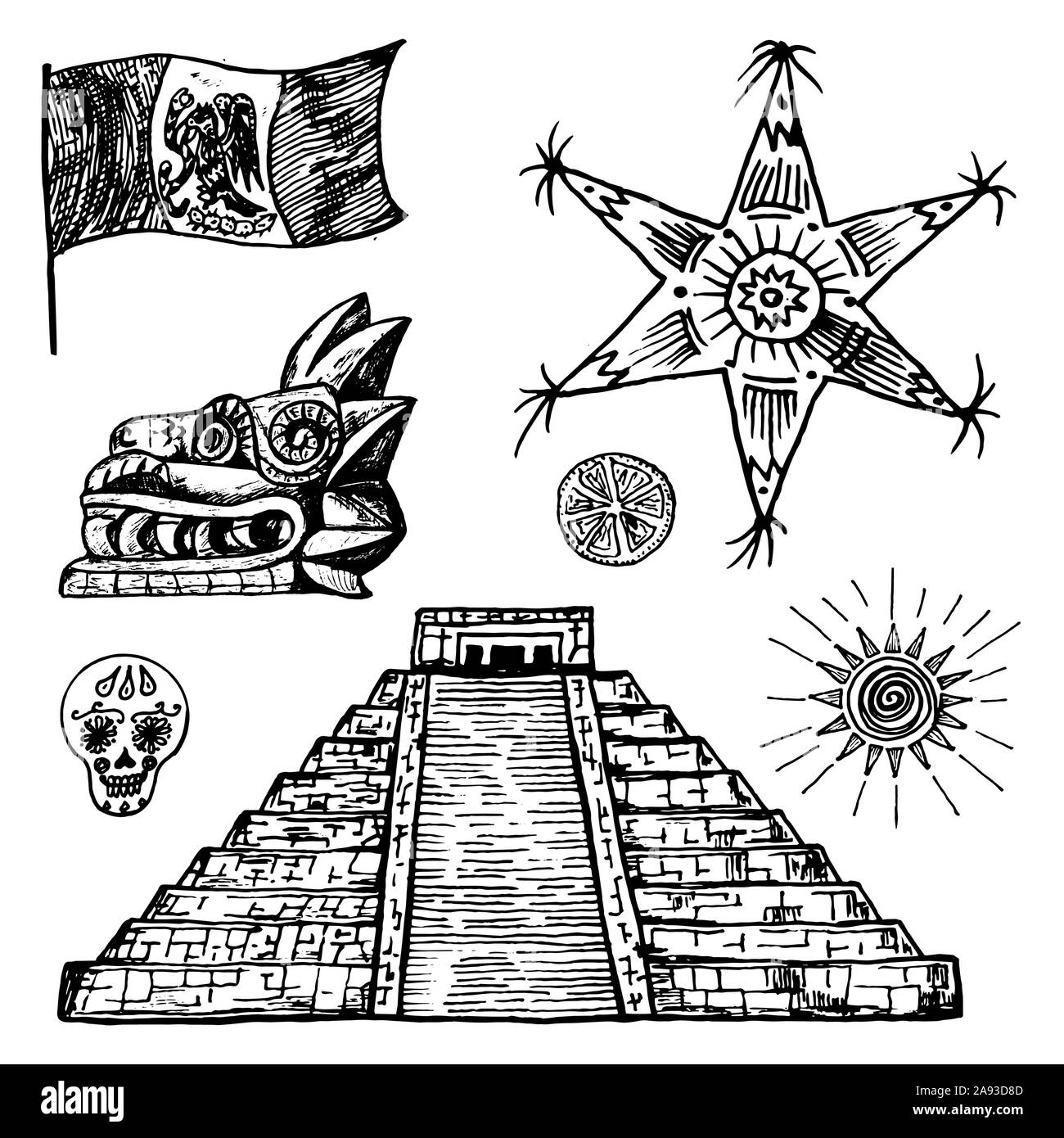 Aztec Pyramids Tattoos Drawings