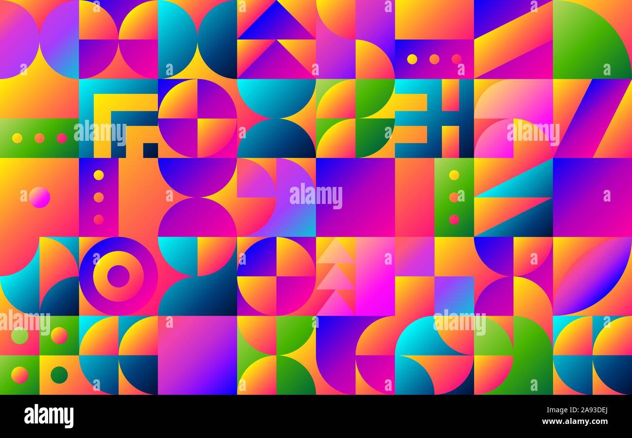 Geometric pattern with retro styled vibrant shapes Stock Vector Image ...