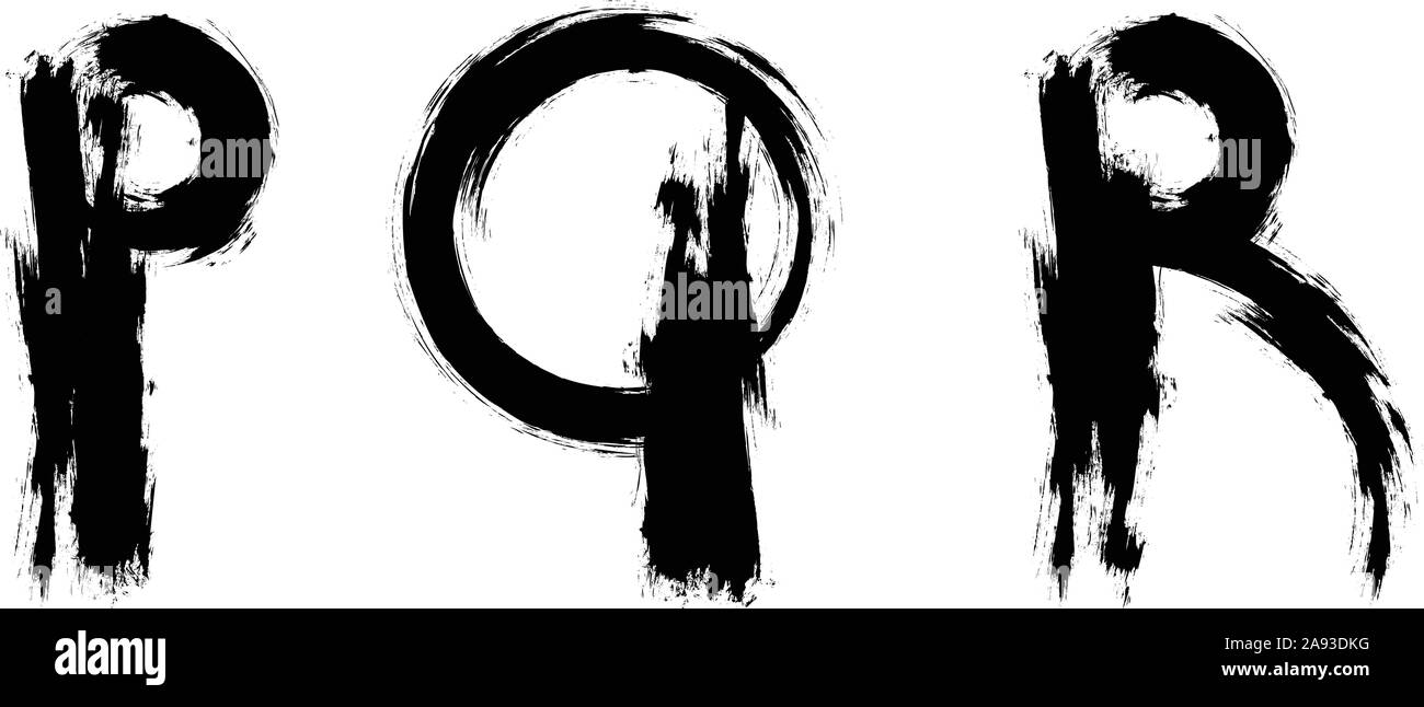 Abstract letters set painted with brush. Futuristic font for lettering ...