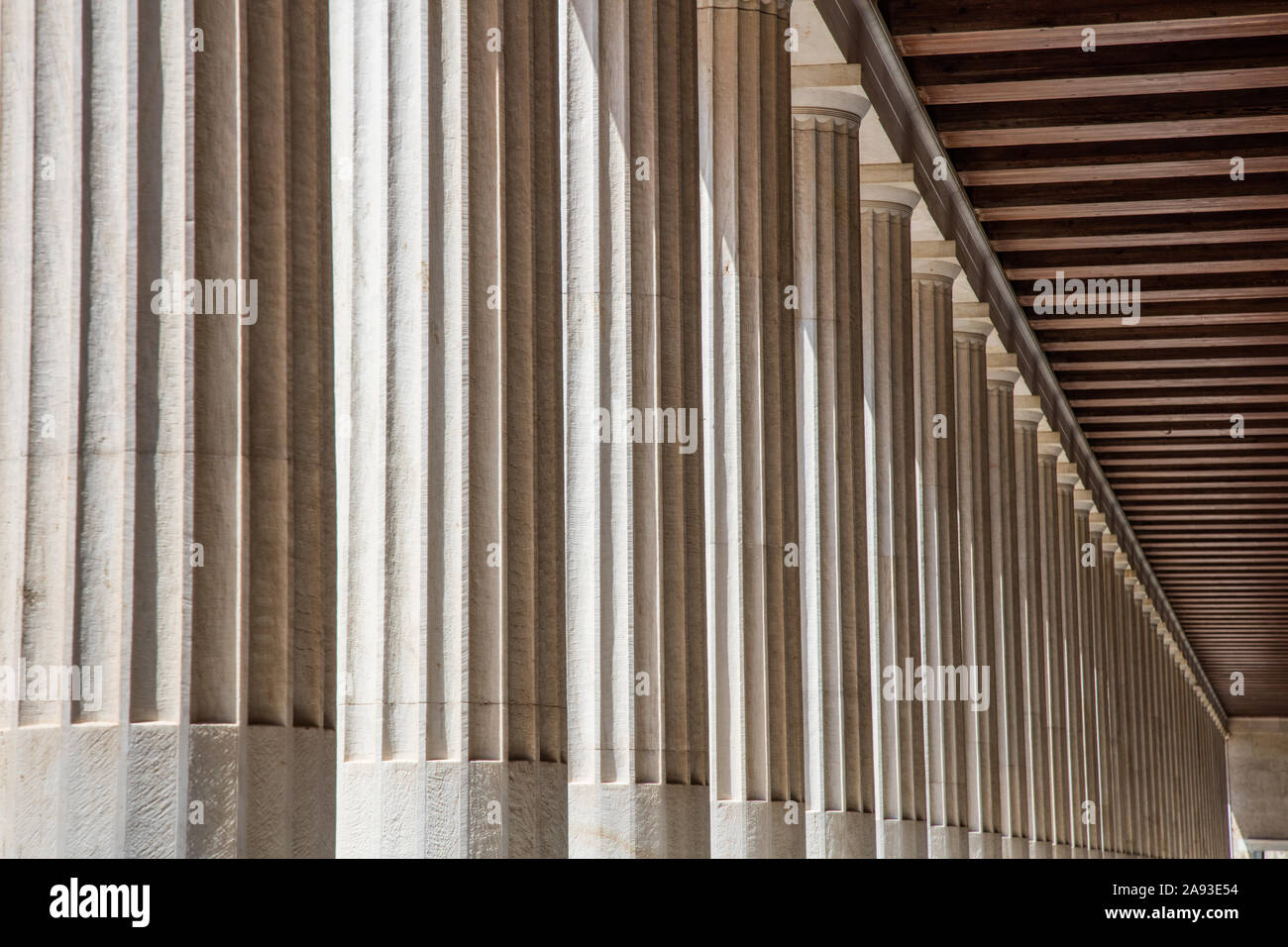 Collonades in Stoa of Attalos, which houses the Museum of the Ancient ...