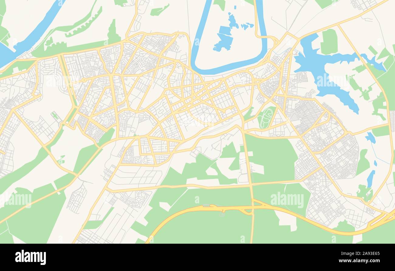 Printable street map of Kenitra, Morocco. Map template for business use ...