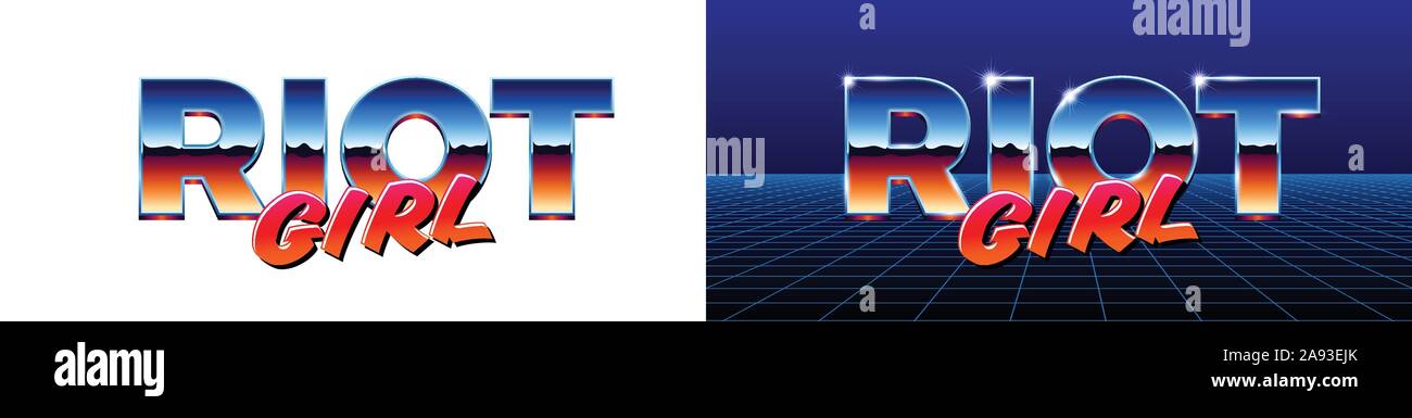 80s styled chrome fashion lettering with metallic type Stock Vector ...