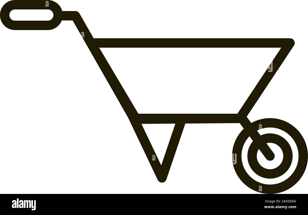 wheelbarrow tool rural agriculture thick line vector illustration Stock ...