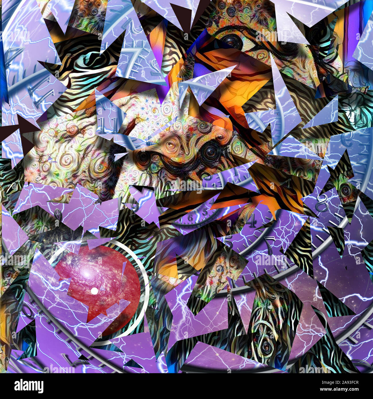 Complex abstract painting. Wisdom. Man's face at the background Stock ...