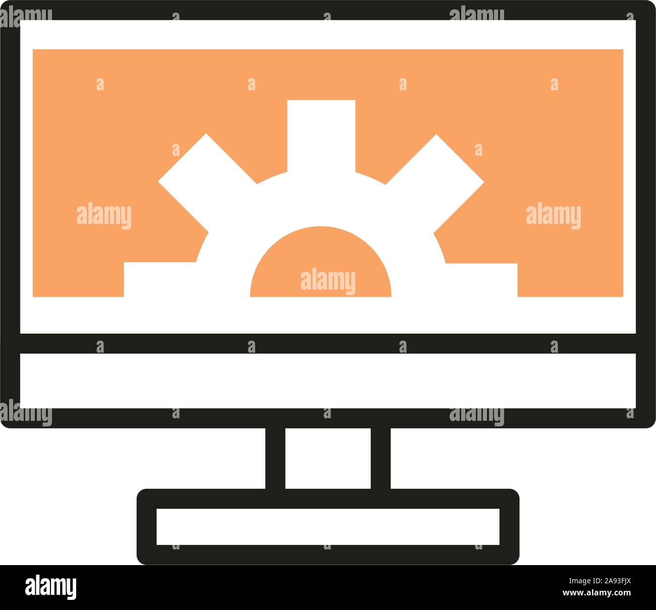 computer monitor setting web development icon vector illustration line ...