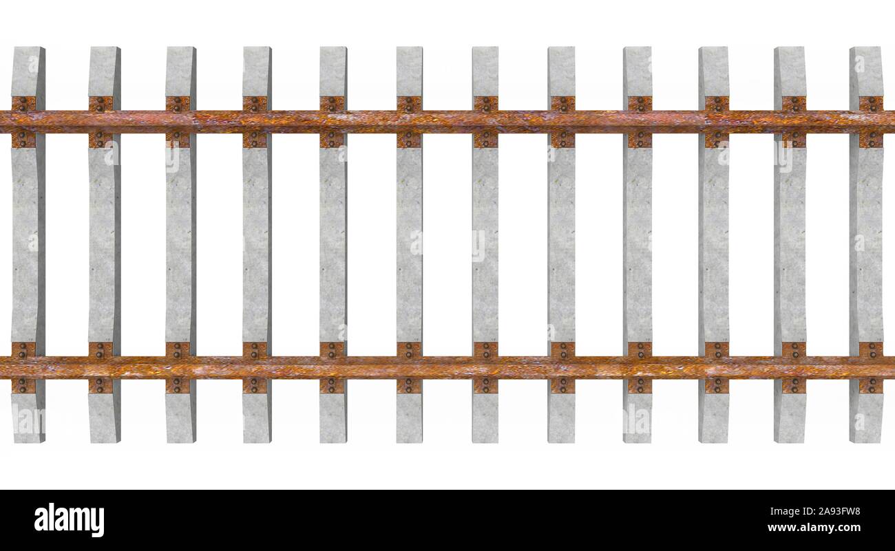Train Tracks isolated 3D Rendering Stock Photo - Alamy