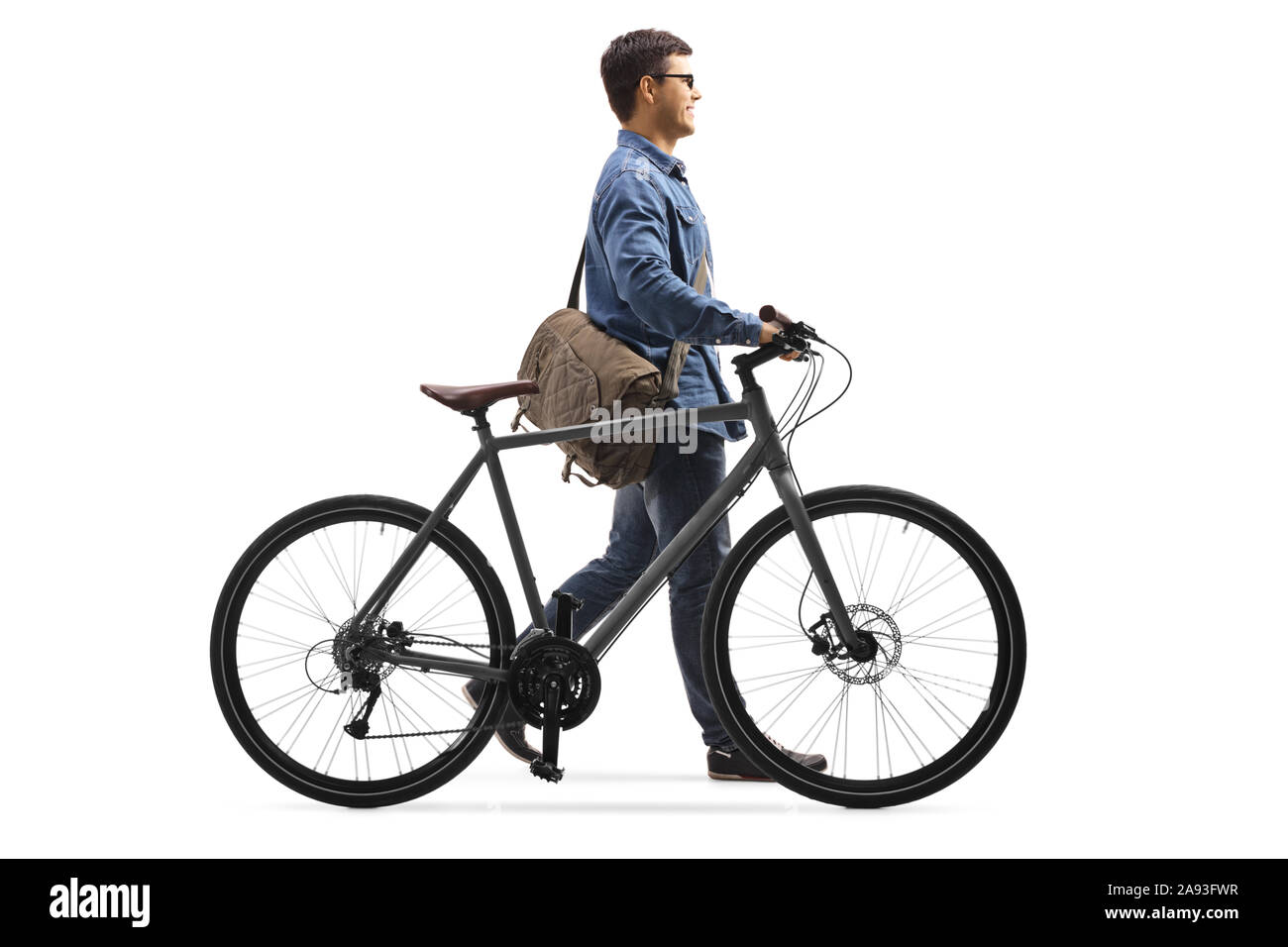 Pushing bike bicycle hi-res stock photography and images - Alamy