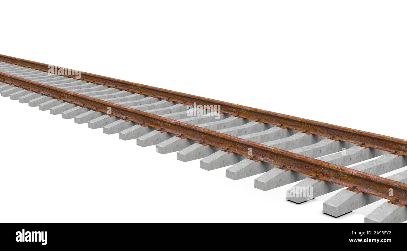 Train Tracks isolated 3D Rendering Stock Photo - Alamy