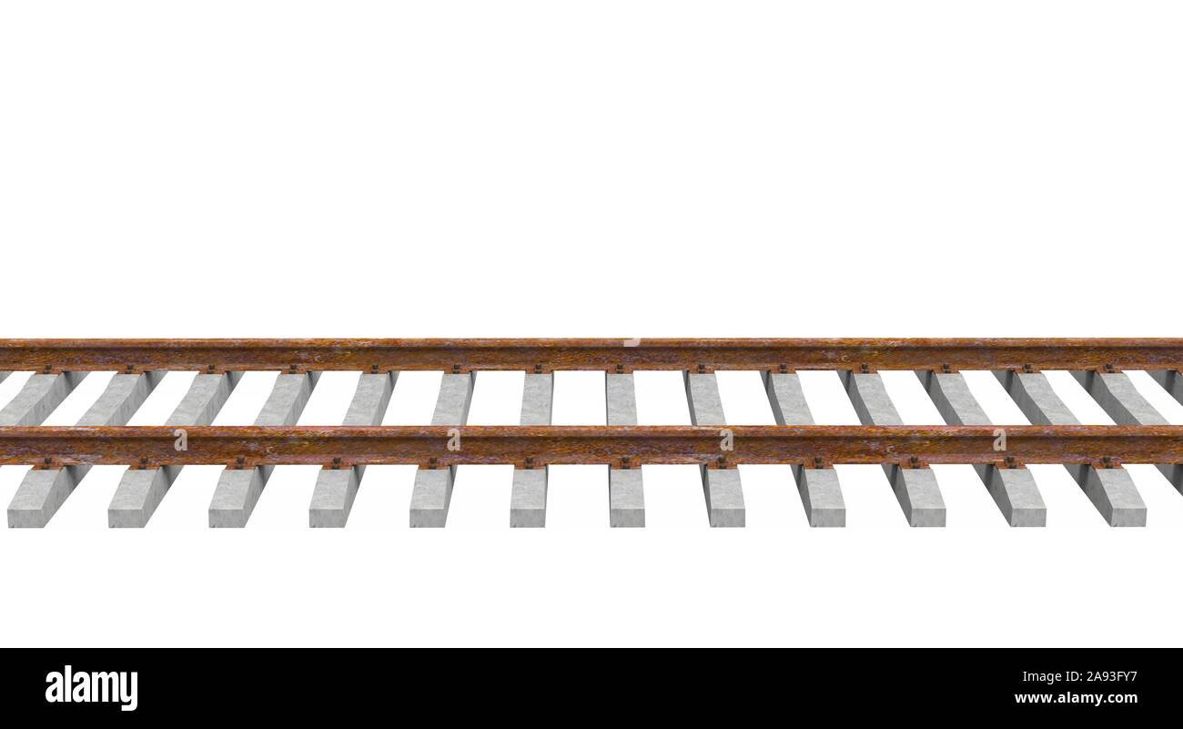 Train Tracks isolated 3D Rendering Stock Photo - Alamy