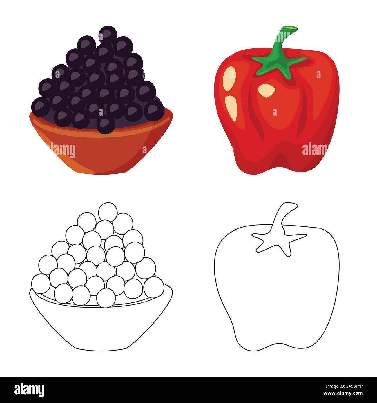 Vector illustration of taste and product symbol. Collection of taste ...