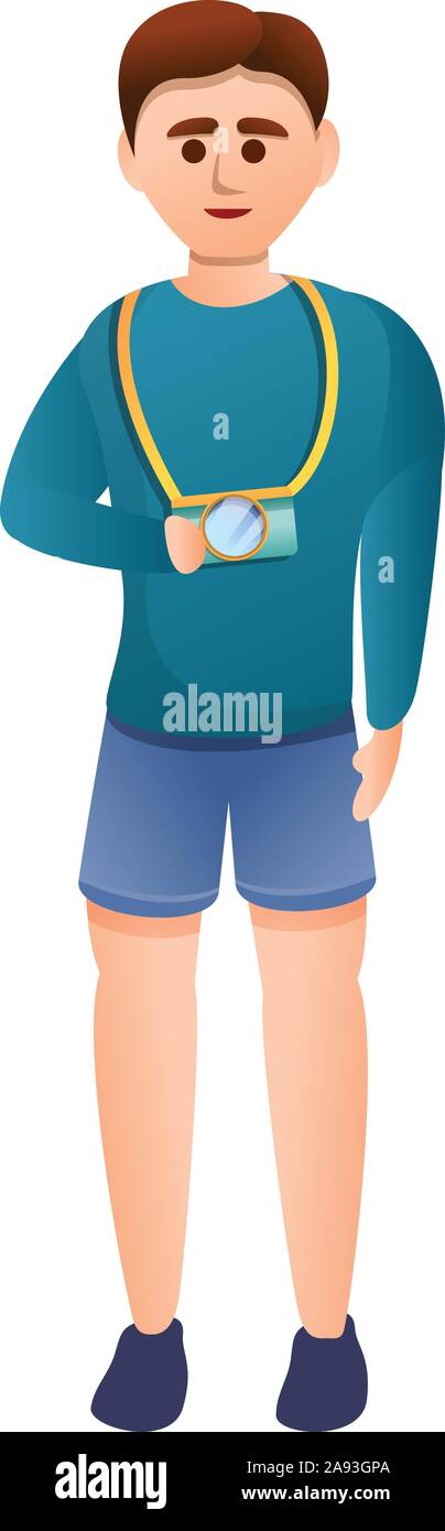 Excursion boy camera icon. Cartoon of excursion boy camera vector icon ...