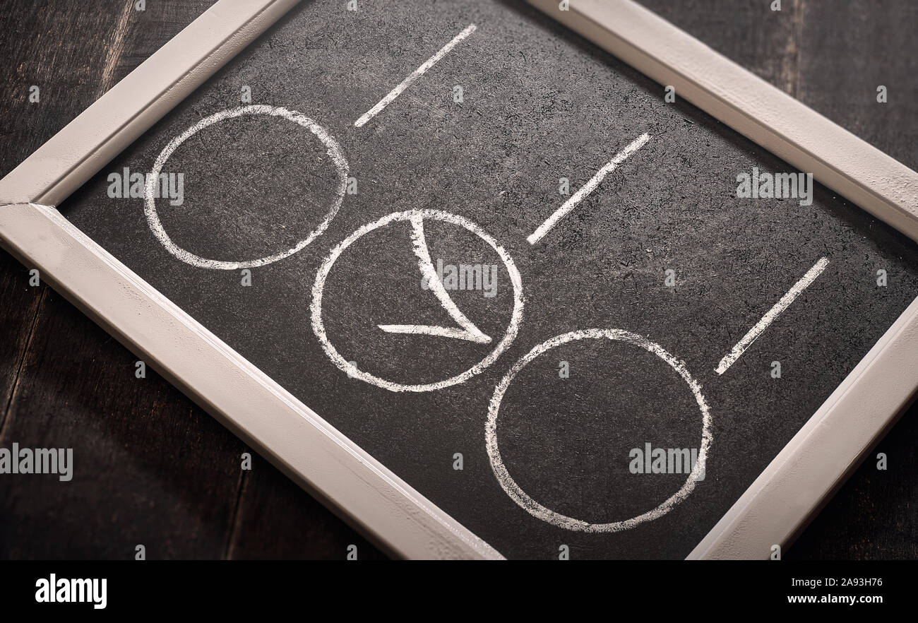 Blackboard with check boxes on chalk board. Hand writing. Dark ...