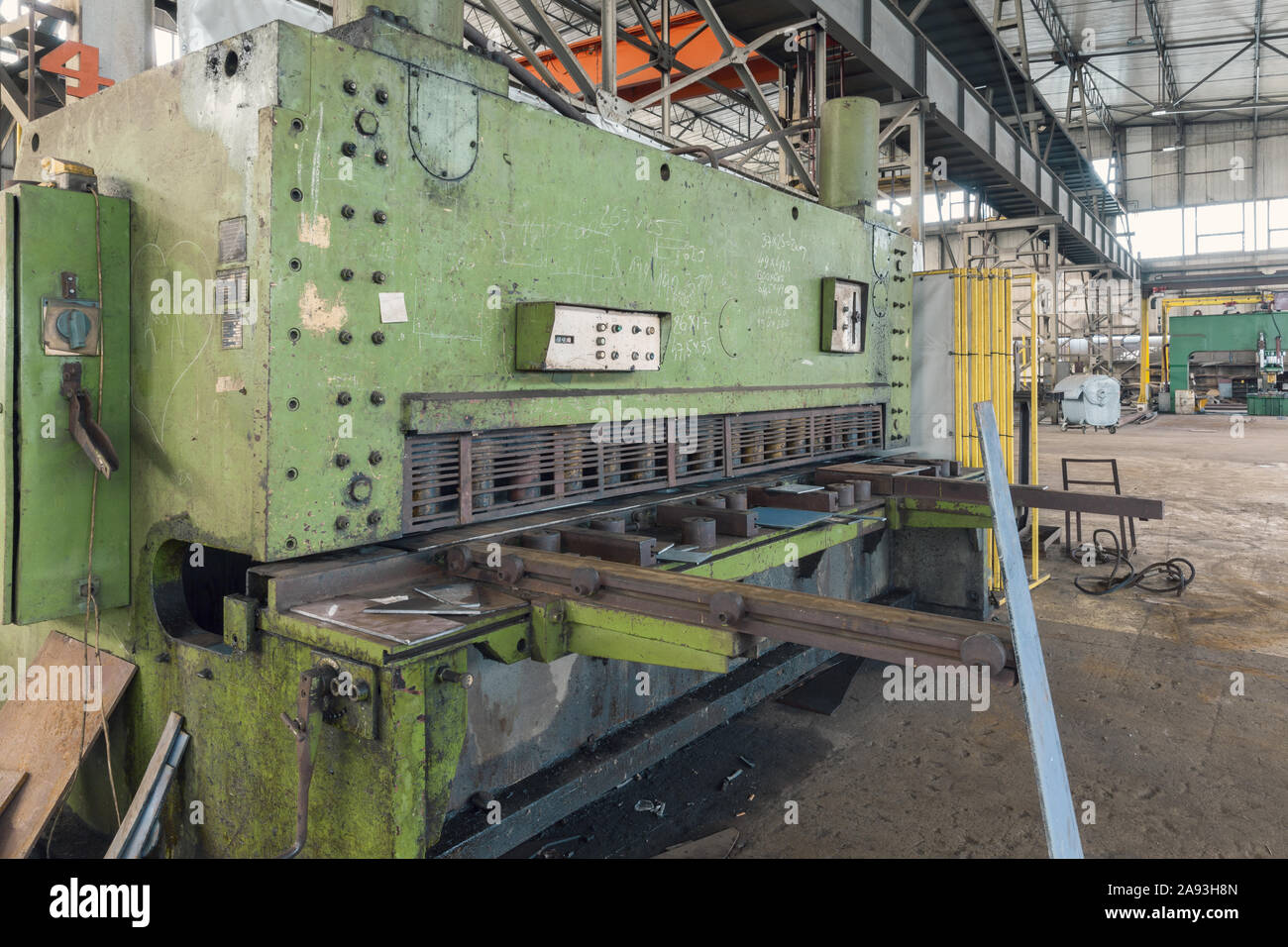 large hydraulic press for metal, very old Stock Photo - Alamy