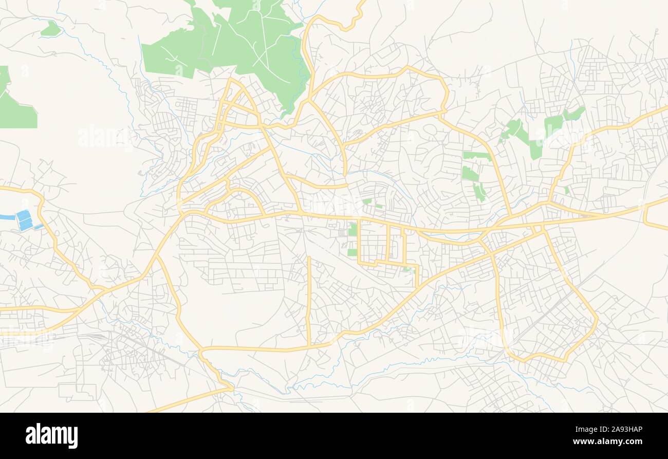 Printable street map of Mbeya, Tanzania. Map template for business use ...