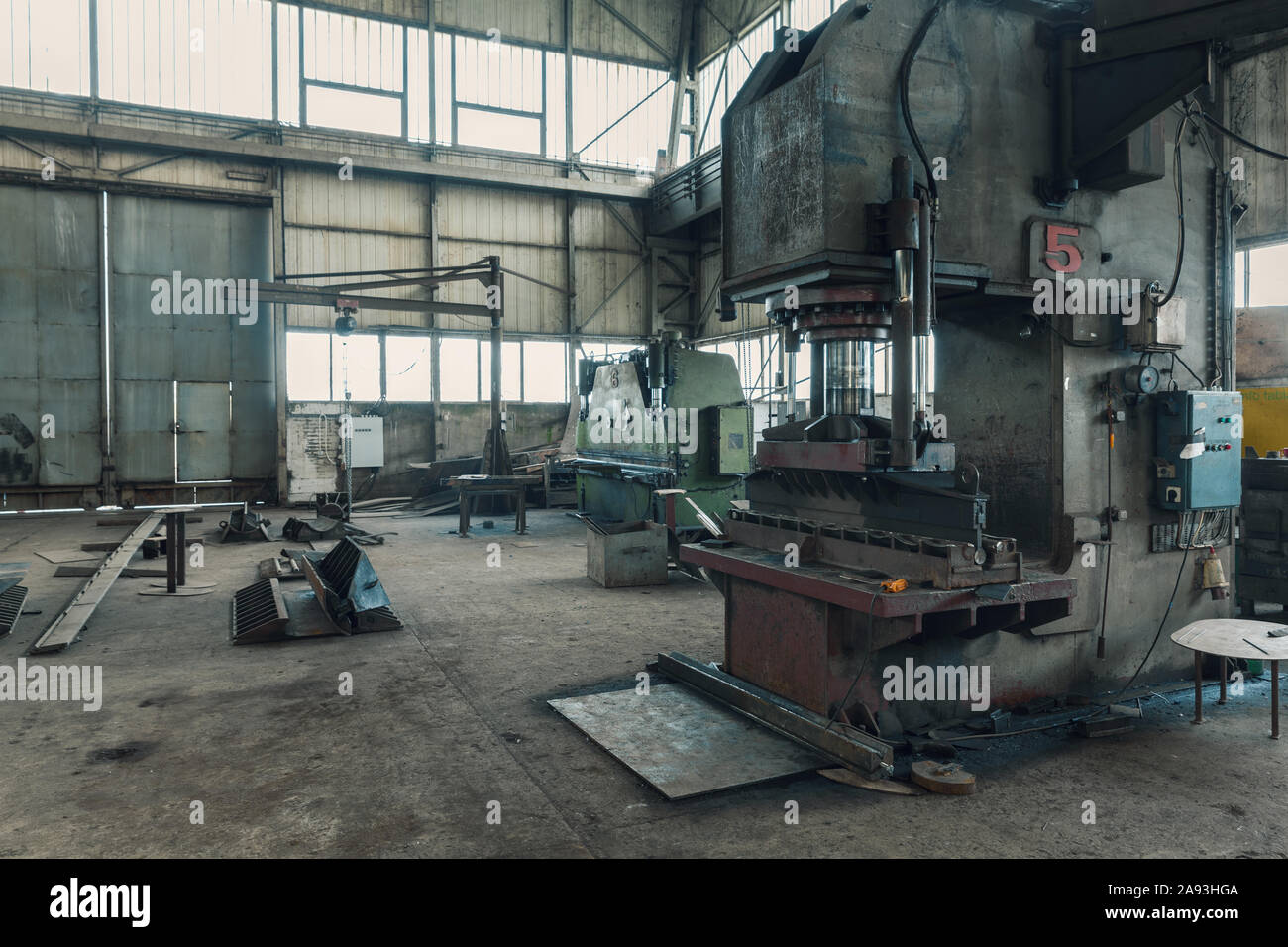 large hydraulic press for metal, very old Stock Photo - Alamy