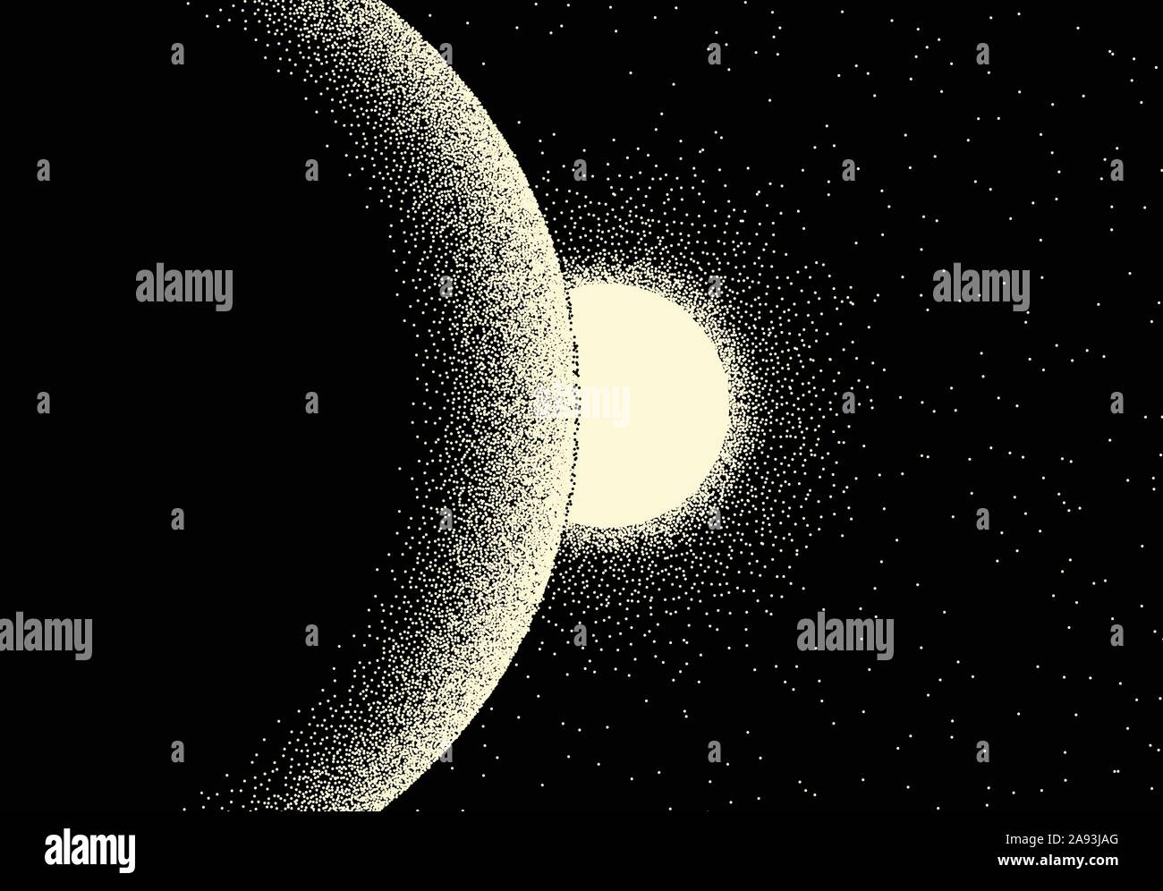 Space landscape with scenic view on planet and stars made with retro ...