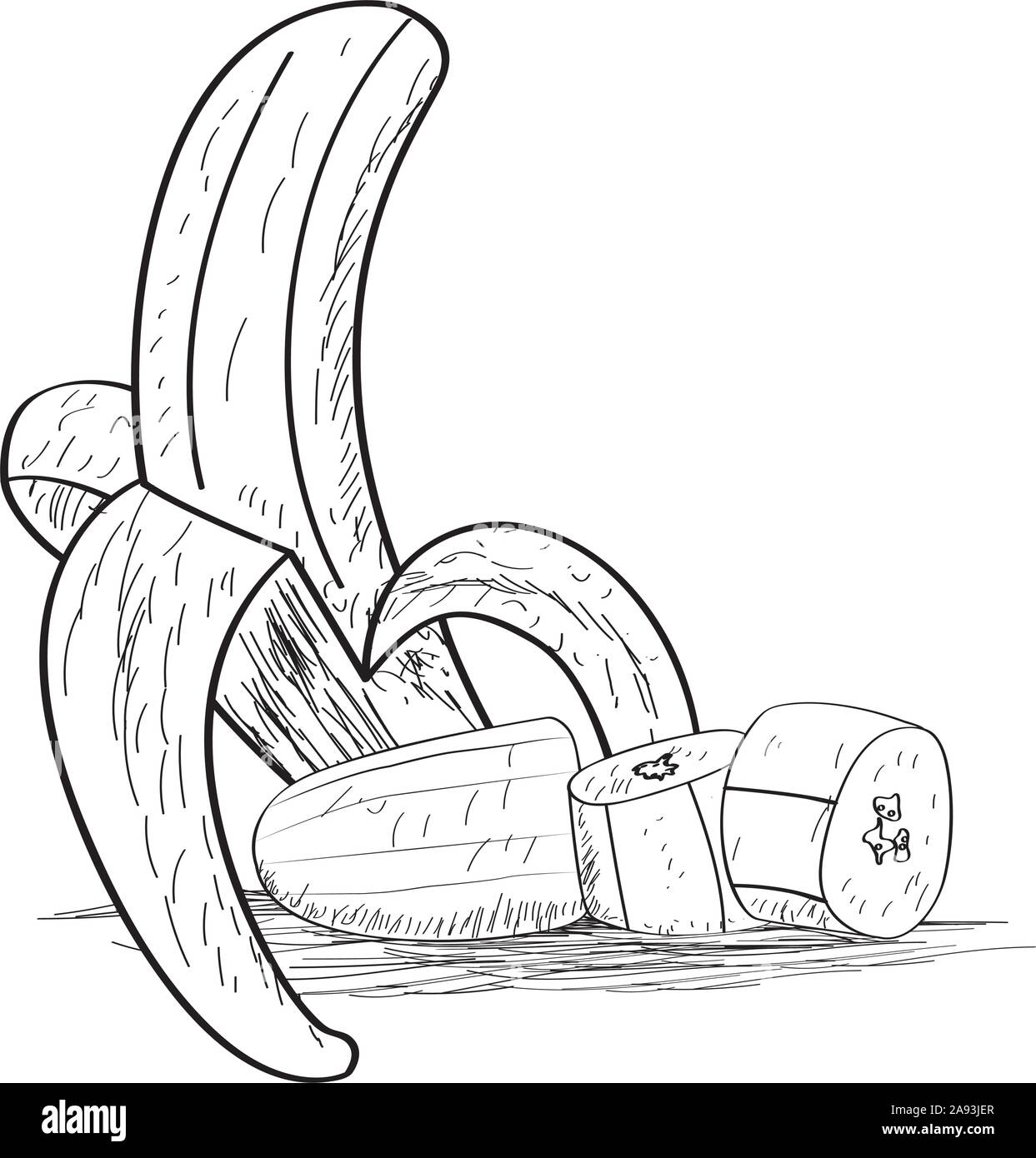 Sketch of a cut banana. Fruit sketch - Vector illustration Stock Vector ...