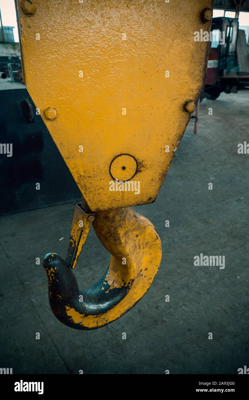 industrial crane hook in warehouse, close up Stock Photo - Alamy