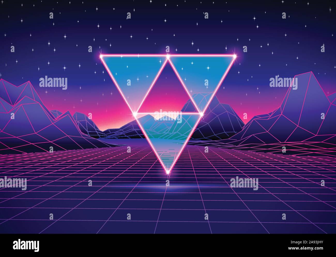 Neon 80s grid triangles hi-res stock photography and images - Alamy