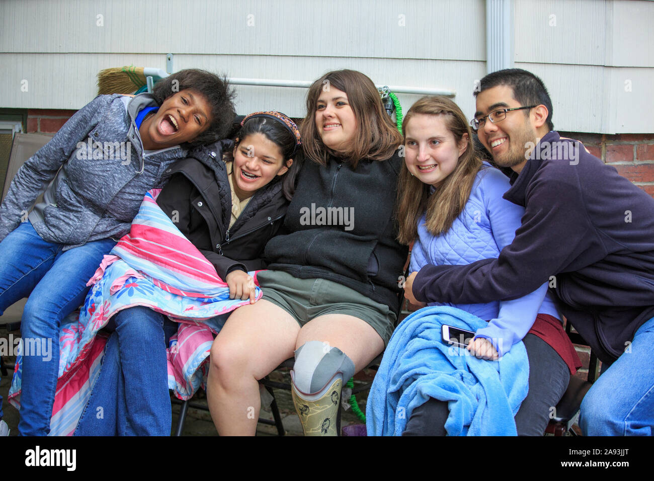 Group of friends with disabilities having fun Stock Photo - Alamy