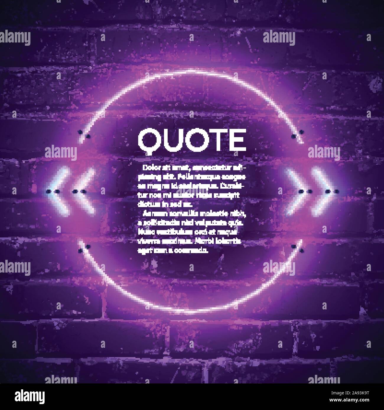 Retro neon glowing quote marks frame on the wall Stock Vector Image ...
