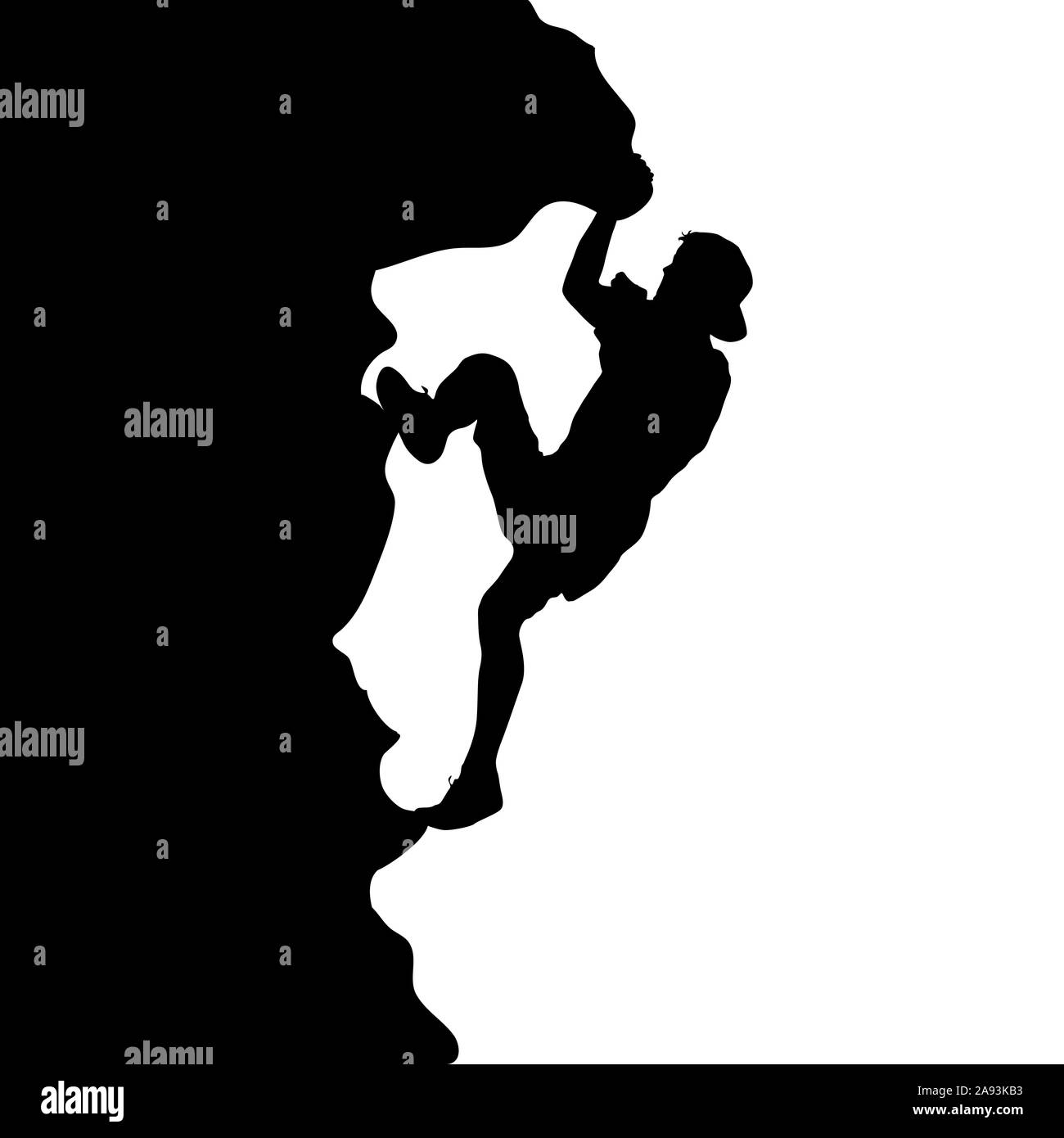 Black silhouette rock climber on white background Stock Photo - Alamy