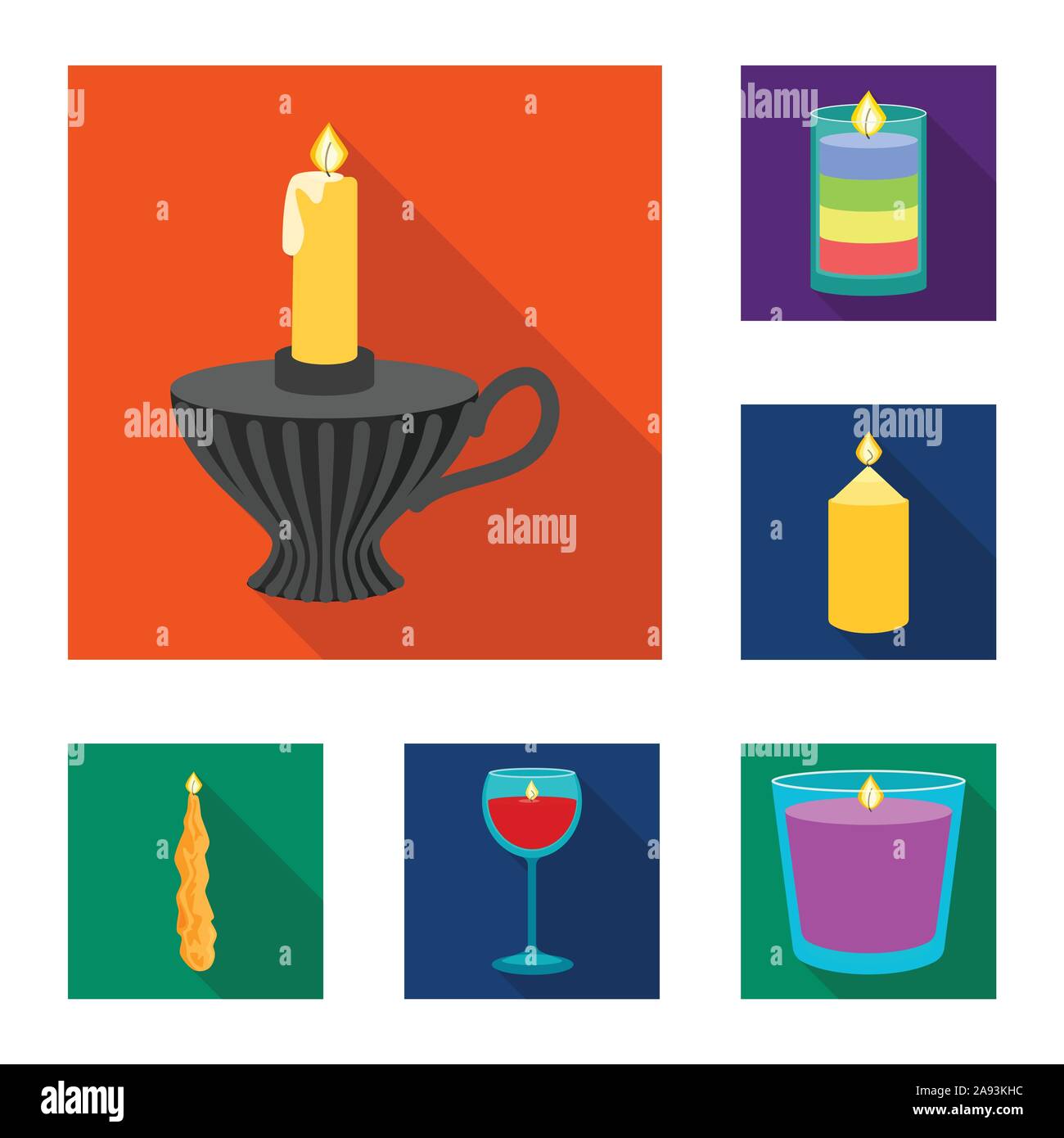Vector design of candlelight and decoration symbol. Set of candlelight ...