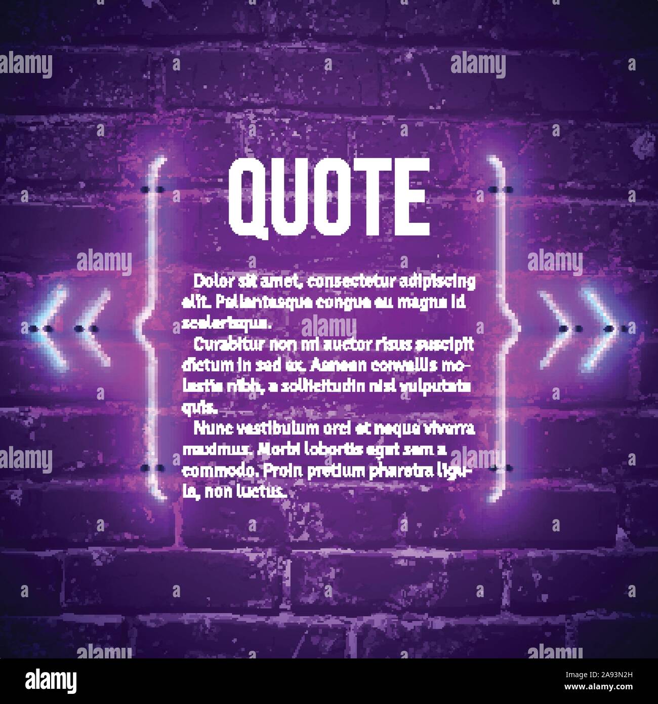 Retro neon glowing quote marks frame on the wall Stock Vector Image ...