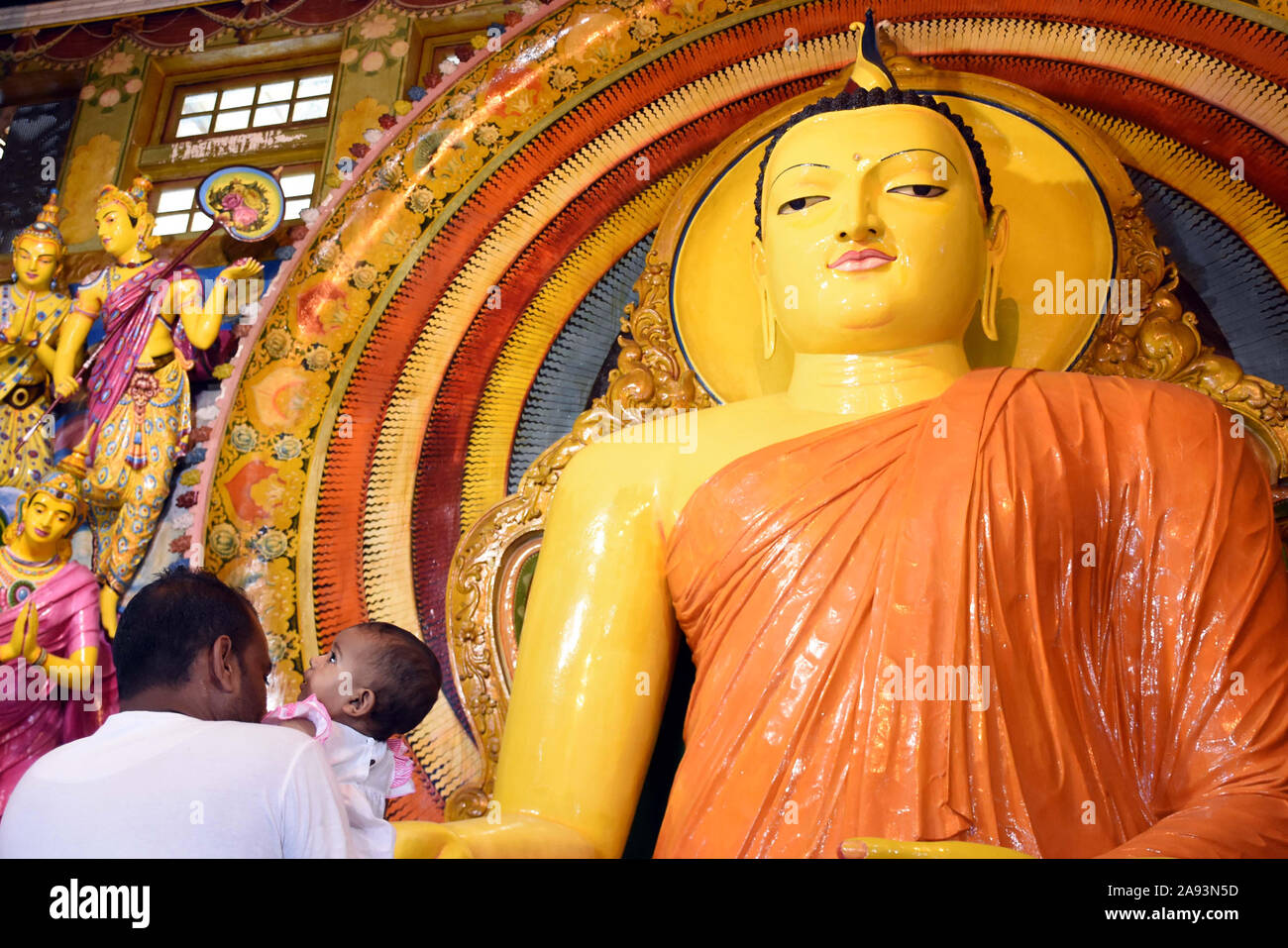 Colombo, Sri Lanka. 12th Nov, 2019. Buddhist devotees are seen in a ...