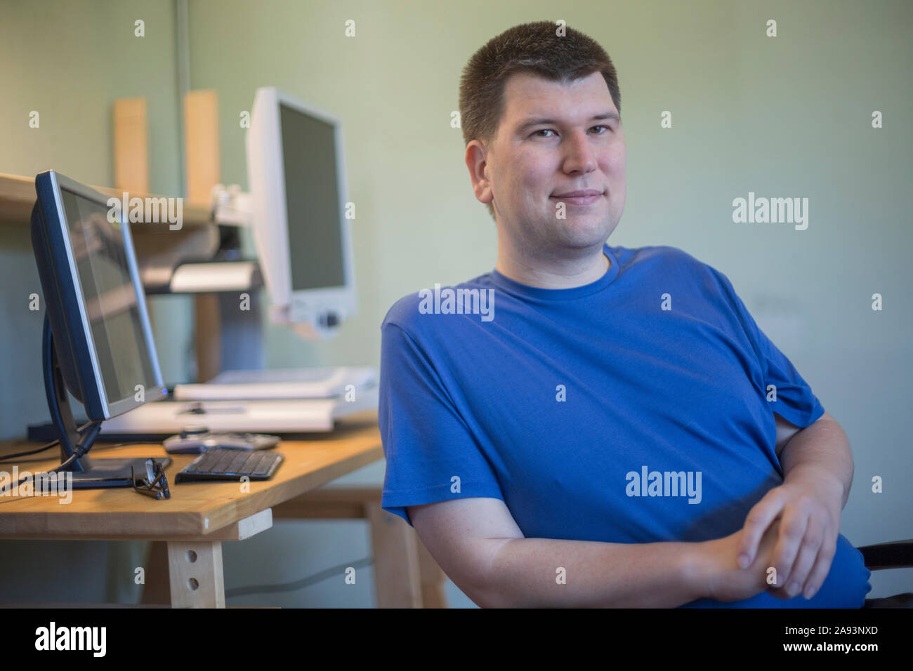 Portrait of a man with Visual Impairment Stock Photo - Alamy